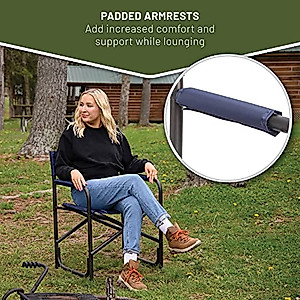 TIMBER RIDGE Heavy Duty Collapsible Camping Adults Foldable Portable Lounge Chair for Outdoor, Lawn, Picnic, Fishing, Supports 300 lbs, Blue