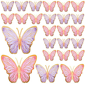 Outus 48 Pcs Christmas Butterfly Party Decoration Butterfly Baby Shower Centerpieces for Tables Large Paper Butterfly Table Toppers Centerpieces Wall Decor for Birthday Party Supplies(Pink, Purple)
