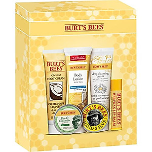 Burt's Bees Easter Basket Stuffers, 6 Mini Products - Coconut Foot Cream, Milk & Honey Body Lotion, Soap Bark & Chamomile Deep Cleansing Cream, Res-q Ointment, Hand Salve & Beeswax Lip Balm