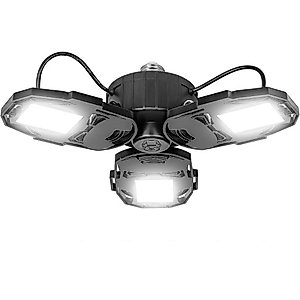80W LED Garage Lights, Deformable Garage Light with 3 Adjustable Wings, 8000LM, E26 LED Shop Light, Barn Light, High Bay Light, Ceiling Lighting Fixture for Warehouse (No Motion Detection)