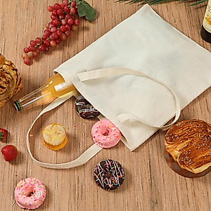 Carbrea 12 Pack Canvas Tote Bag - Lightweight Thin Tote Bags Bulk Blank Shopping Reusable Grocery Bags for DIY Gift Sublimation Activity - Beige