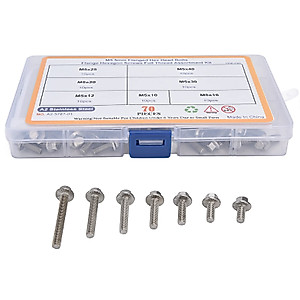 Fafeicy 70Pcs M5 Bolt Assortment Kit, Stainless Steel Hex Bolts Assortment, Hex Flange Bolts for Home Appliance Repair, Industrial Manufacturing, Outdoor Repa, Bolt