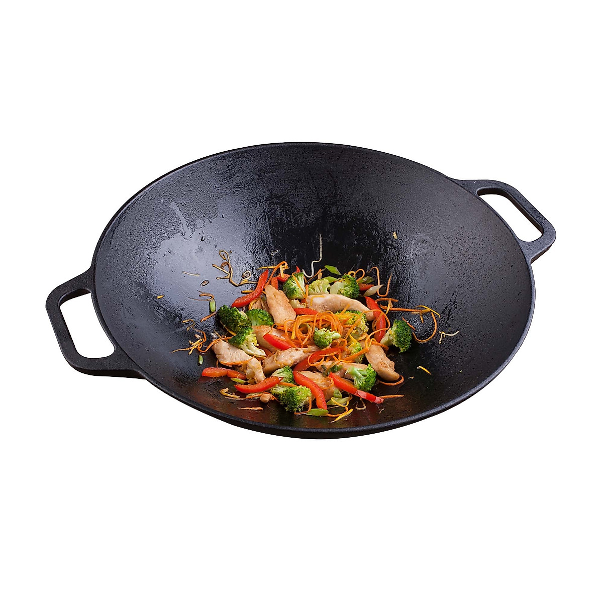 Victoria Cast Iron Wok with Loop Handles, Made in Colombia, 14 Inches
