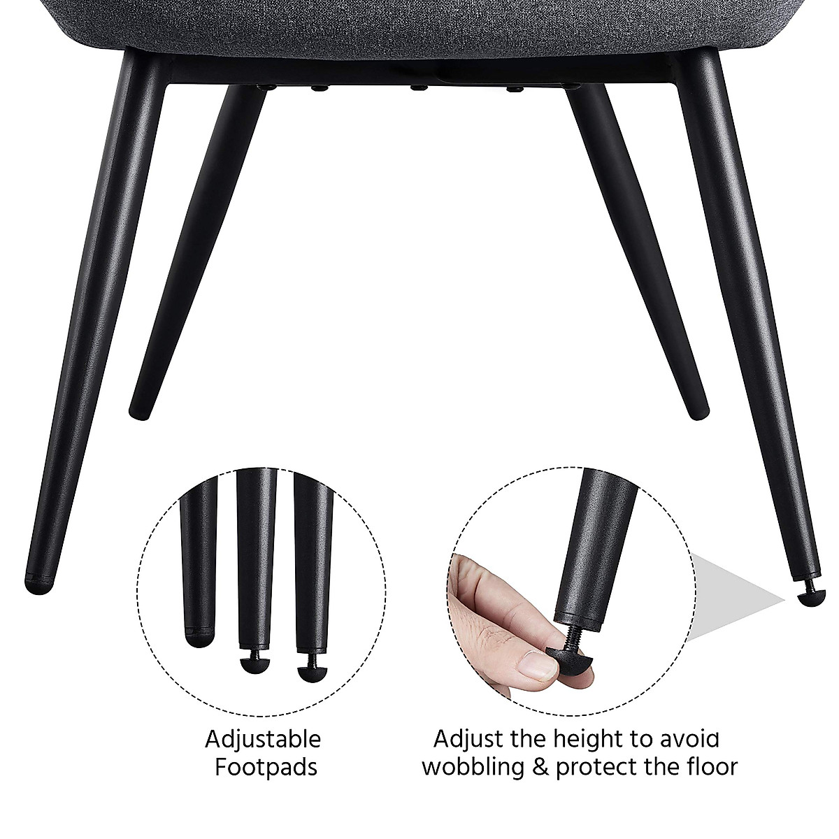 Yaheetech Accent Chair, Modern and Elegant Armchair, Linen Fabric Living Room Chair Vanity Chair with Metal Legs and High Back for Living Room Bedroom Office Waiting Room, Set of 2, Grey