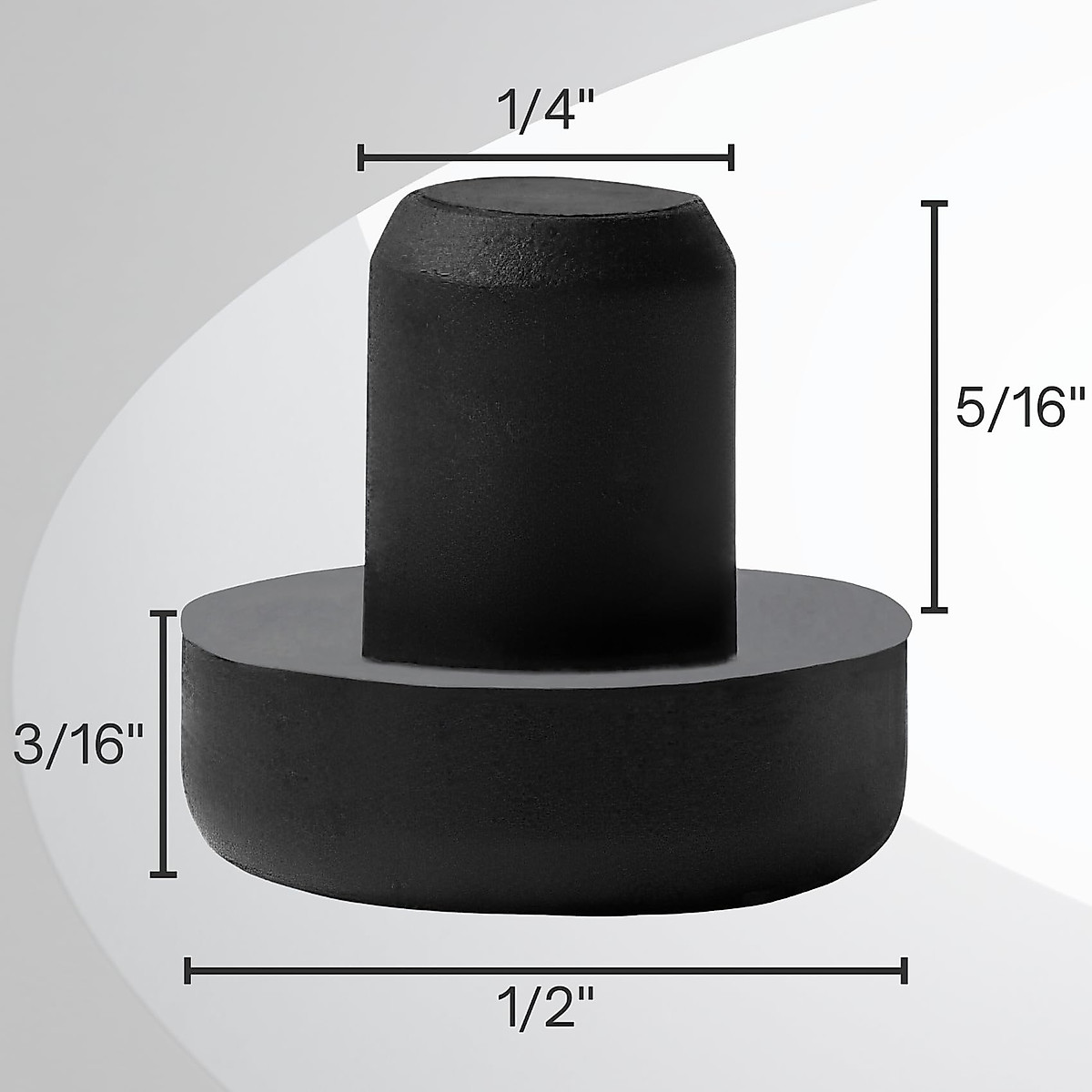 Project Patio Swivel Rocker Chair 1/2" Nylon Stem Bumper Outdoor Furniture Floor Protector Feet - 25 Pack - Black