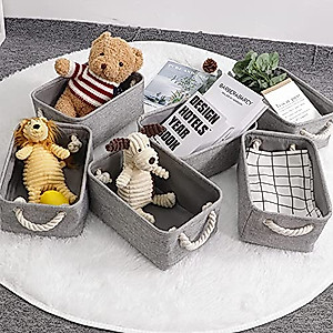Bidtakay Baskets Set Fabric Storage Bins-Grey Bundled Baskets of 2 Large Baskets 16" X 11.8" X 11.8" + 6 Small Baskets 11.8" X 7.8" X 5"