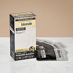 Jerome Russell Bblonde High Lift Powder - Blonde to Dark Brown Hair Lightener with Mineral Oils, Lifts 6-9 Shades, 4 Sachets (4x25g)