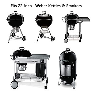 Hongso 8835 21.5 Inch Non-Stick Polished Porcelain Coated Grill Grates for Weber Original Kettle Premium 22 Inch Charcoal Grill, 22" Weber Performer Premium, Deluxe Charcoal Grill, 22'' Smokers