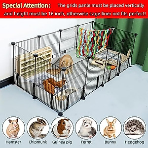 FHTONGE Large Guinea Pig Cage with Bottom Trap, 8 Sq Ft Guinea Pig Playpen with Waterproof C&C Cage Liner, 48x24'' Metal Small Animal Cage Habitat for Hamster Hedgehog Bunny (12 x Cage Panels)