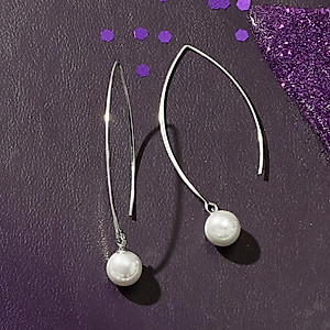 Ross-Simons 8-8.5mm Cultured Pearl Threader Drop Earrings