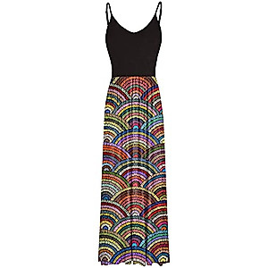 Women's Summer Casual Sexy Sleeveless Backless Printed Halter Maxi Long Dress with Pockets(Multicolor, L)