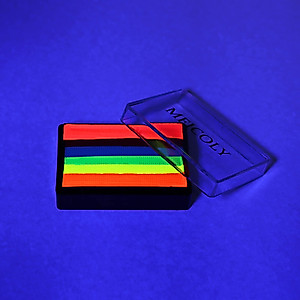 MEICOLY Water Activated Eyeliner 6 Colors,Neon Rainbow Face Paint,Retro Graphic Hydra Eye Liner Makeup,UV Glow in the Dark Fluorescent Blacklight Matte Split Cake,Body Painting for Halloween