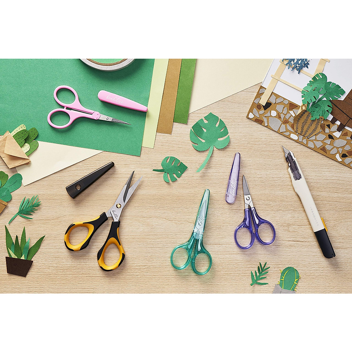 Beaditive High Precision Detail Scissors Set (2-Pc) Sharp, Fine Tips | Paper Cutting, Scrapbooking, Sewing, Crafting | Stainless Steel | Protective Cover (Pastel)