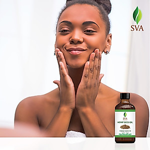 SVA ORGANICS Hemp Seed Oil Cold Pressed 4oz (118 ml) Premium Carrier Oil With Dropper For Skin Care, Hair Care, Scalp Massage, Body Massage, Hair Products, Cosmetics & Soap
