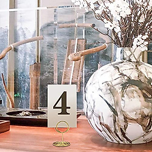 Jofefe 20pcs Mini Place Card Holders, Cute Table Number Holders, Small Size Table Card Holder Table Picture Stands, Wire Photo Holder Menu Memo Clips, Idea for Wedding, Anniversary Party (Gold)