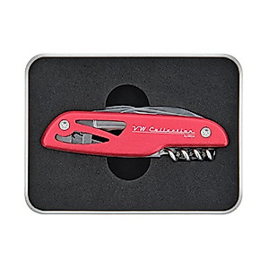 BRISA VW Collection - Volkswagen Multifunctional 3D Pocket Knife, File, Scissors, Bottle & Can Opener, Corkscrew in VW Design (Volkswagen/Red)