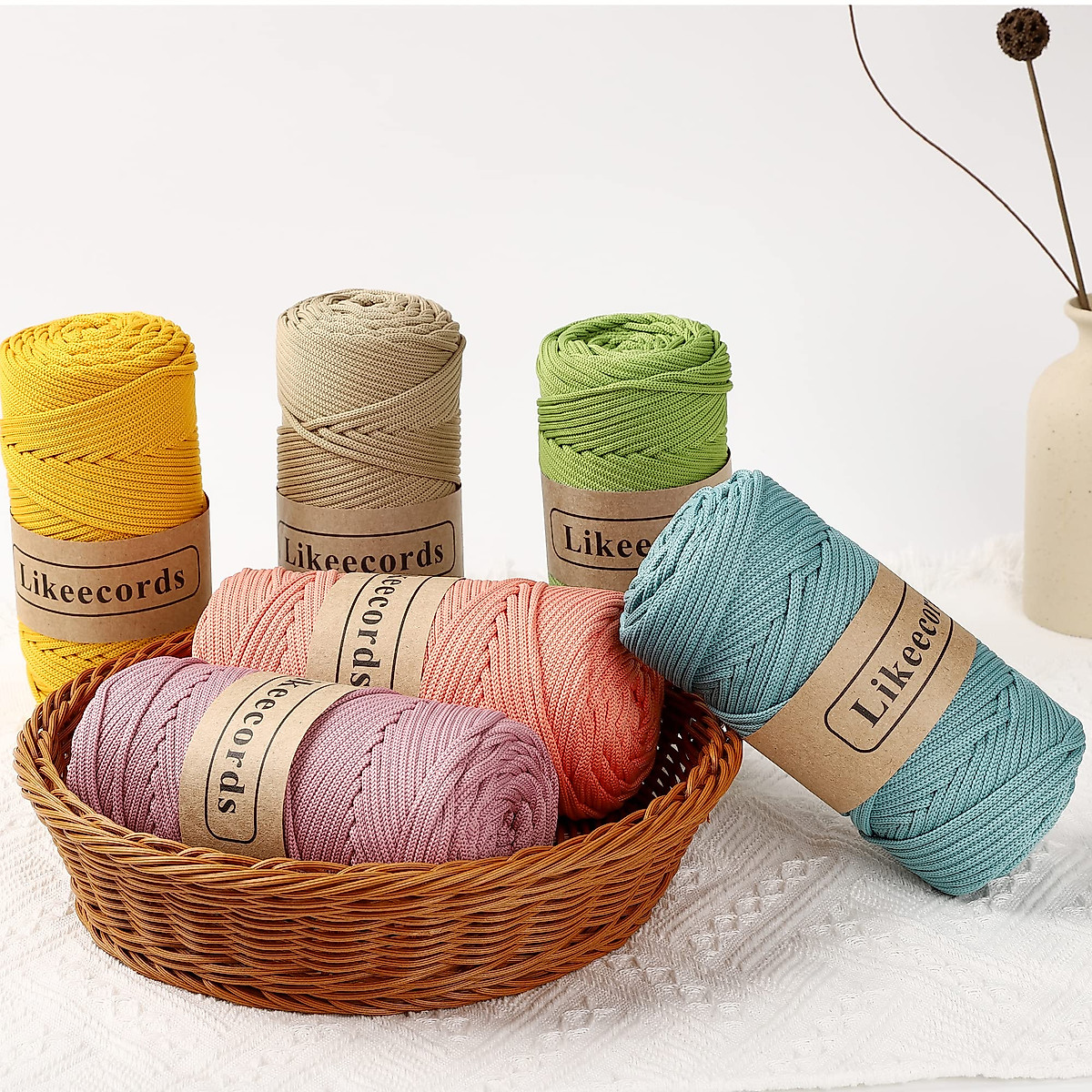 Likeecords 4mm Polyester Braided Macrame Cord 140Yards /426Feet,Elastic Yarn for Crocheting Bag Cord for DIY Crafts,Plant Hangers, Bag, and Home Decorations (Sage Green)