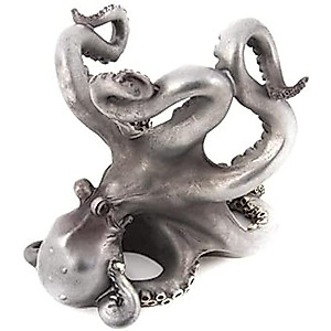 Octopus Wine Holder Figurine Countertop Bar Decor Octopus Sculpture Single Wine Holder (Sliver)