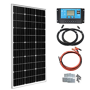 XINPUGUANG 200 Watt Solar Panel Kit PERC Monocrystalline 100W Solar Panel 20A Charge Controller Extension Cable for 12V Off-Grid System Rvs Boat Cabin Trailer Trailer (200W Solar Kit)