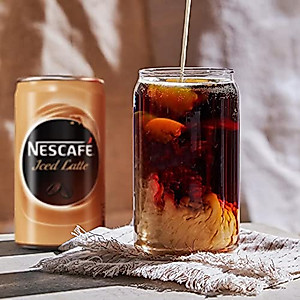 Drinking Glasses Set of 6 - Can Shaped Glass Cups Taster Glasses, 16oz Iced Coffee Glasses, Iced Tea Glasses, Tumbler Cup, Cocktail Glasses, Whiskey Soda Clear Water Cup, Beer Glasses, Cordial Glasses