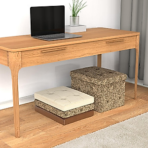 eMOUSE Storage Ottoman Bench Foldable Footrest Stool Seat for Bedroom and Living Room Small Bench Foot Stool Rectangle Cube Leopard L17W13H13IN…