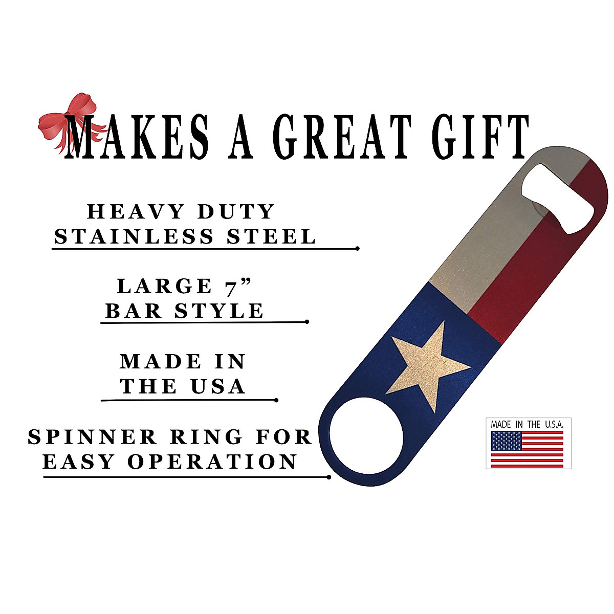 Texas State Flag Speed Bottle Opener Heavy Duty Gift For Texan Lone Star State Flag