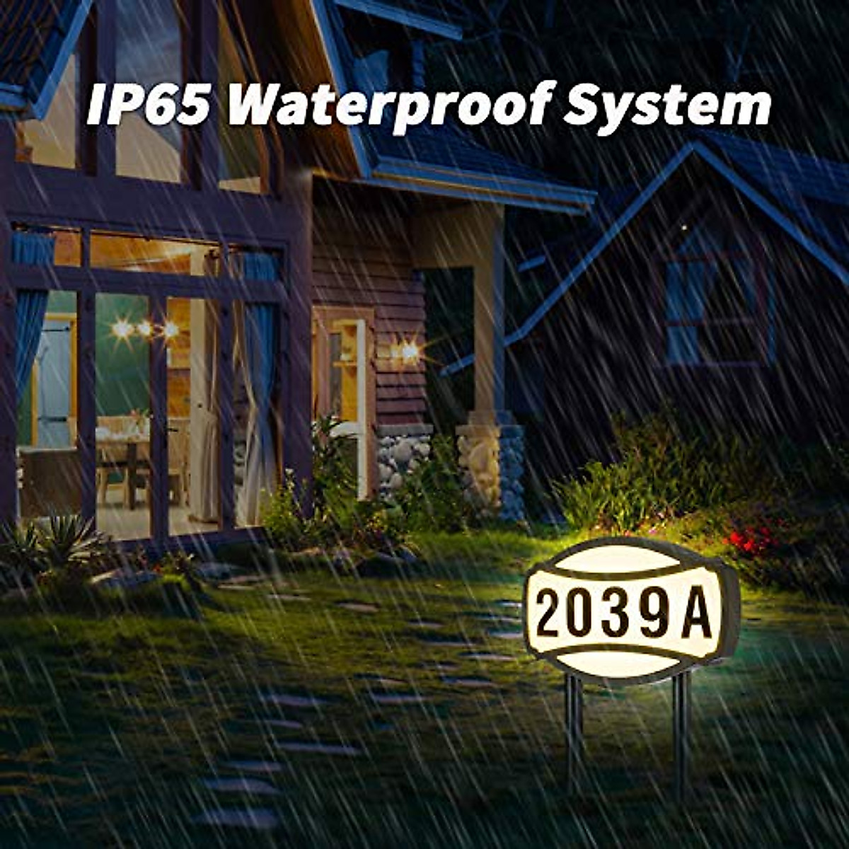 Oak Leaf Lighted House Numbers Solar Address Sign, 20 LEDs House Numbers for Outside, IP65 Waterproof Address Plaques for House Garden Yard Street Mailbox Hotel, Wall Mounted or Inserted with Stakes