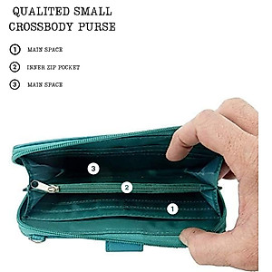 RFID-Blocking Purse - Womens Wallets RFID Blocking - Womens Crossbody Leather Purse - Zip Around Womens Clutch Wallet - Teal, L9312