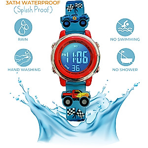 Monster Truck 3D Digital Light Up Watch for Boys, Kids, Children, Kids - Waterproof - School Watch