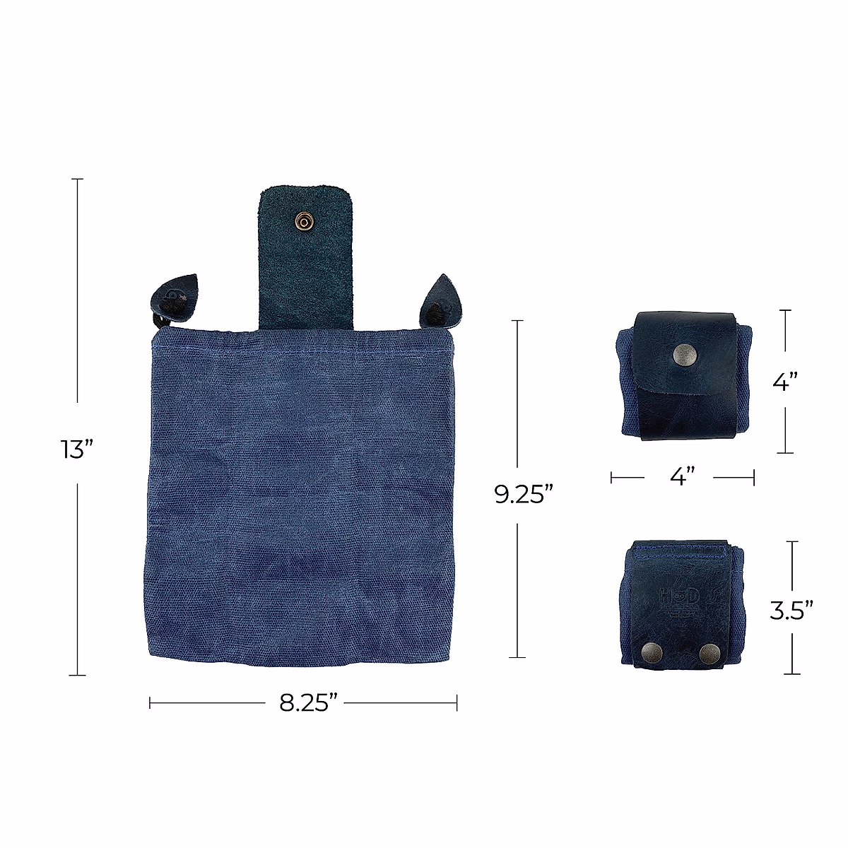 Hide & Drink, Waxed Canvas Foraging Pouch (Collapsible) for Hiking, Treasures & Seashells, Easy Looping Around Belts, Hands-Free Access, Genuine Leather, Handmade Includes 101 Year Warranty (Fatigue)