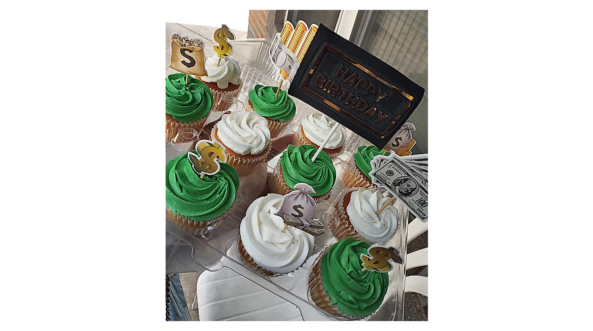 10Pcs Dollar Bill Cake Toppers for Fun Celebrations
