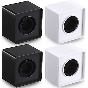4 Pcs Microphone Flag Station Portable Square Cube Shaped Mic Flags ABS Foam Microphone Flag Microphone Accessories for Interview KTV Reporter Host (White, Black)