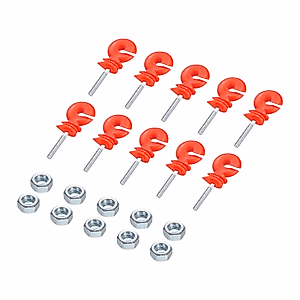 PATIKIL Electric Fence Insulator Screw-in Ring Insulator 12pcs Wood Post Insulator Red for Farm Fencing Power Grid System with Nut