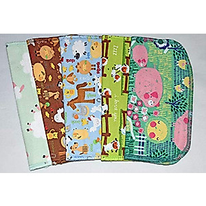 2 Ply Printed Flannel 8x8 Inches Set of 5 Little Wipes Farm Life