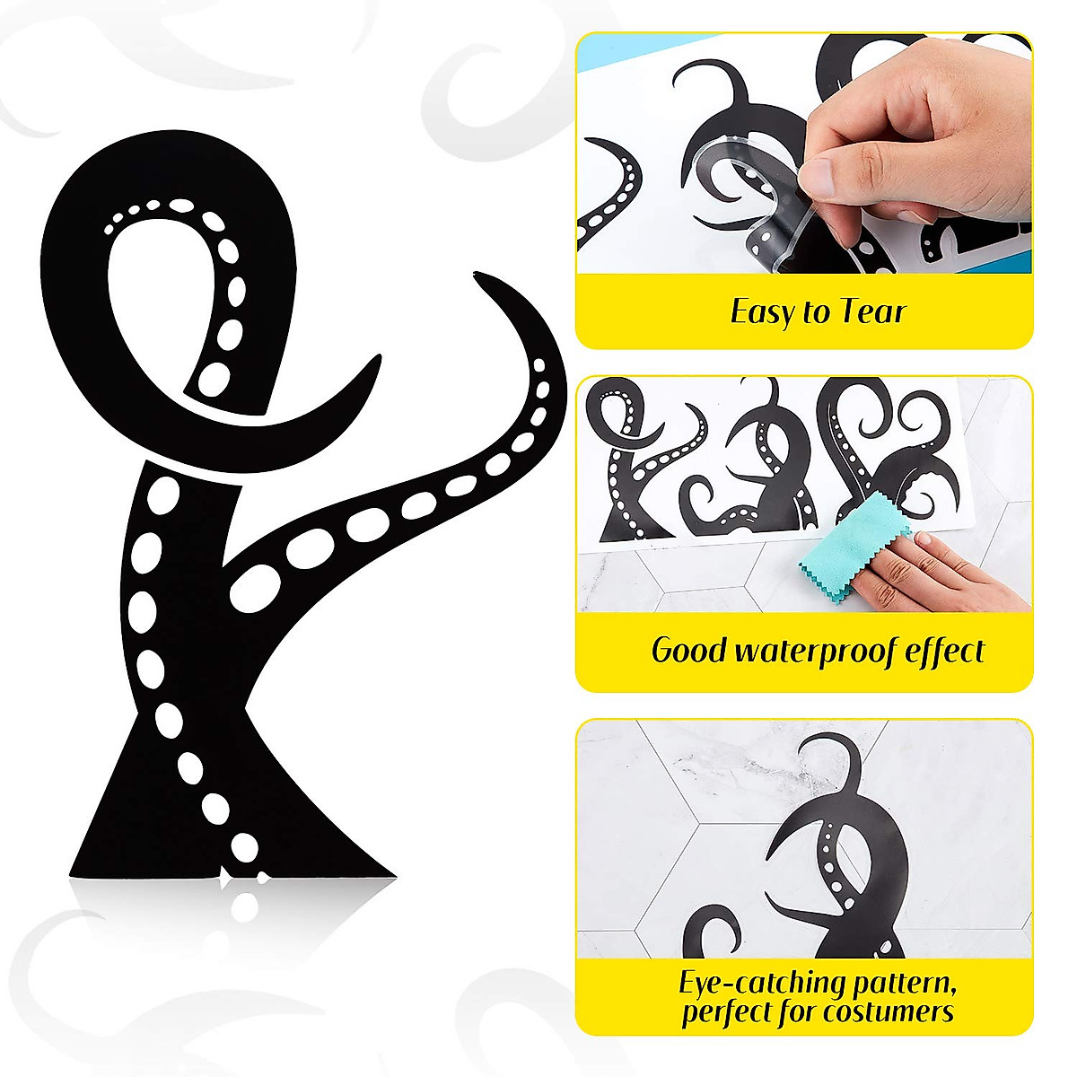 15 Pieces Kraken Octopus Toilet Tentacles Wall Decals Decor Sticker Octopus Toilet Home Decal Black Sea Creature Wall Art Sticker Tentacles Bathroom Kraken Decal for Toilet Seat