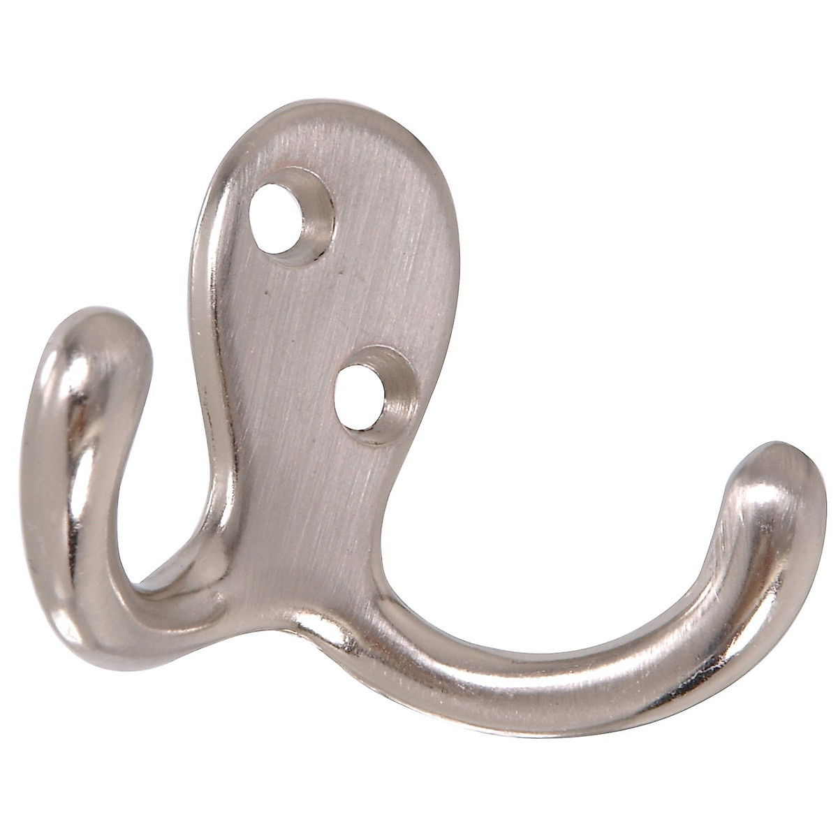 Hardware Essentials 852297 Double Clothes Hooks Satin Nickel - 2 Pack