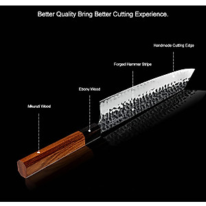 9 Inch Kiritsuke Japanese Chef Knife, Ultra-Sharp Carbon Stainless Steel Professional Cooking Kitchen Knife | Meat Slicing, Vegetable and Sushi Knife