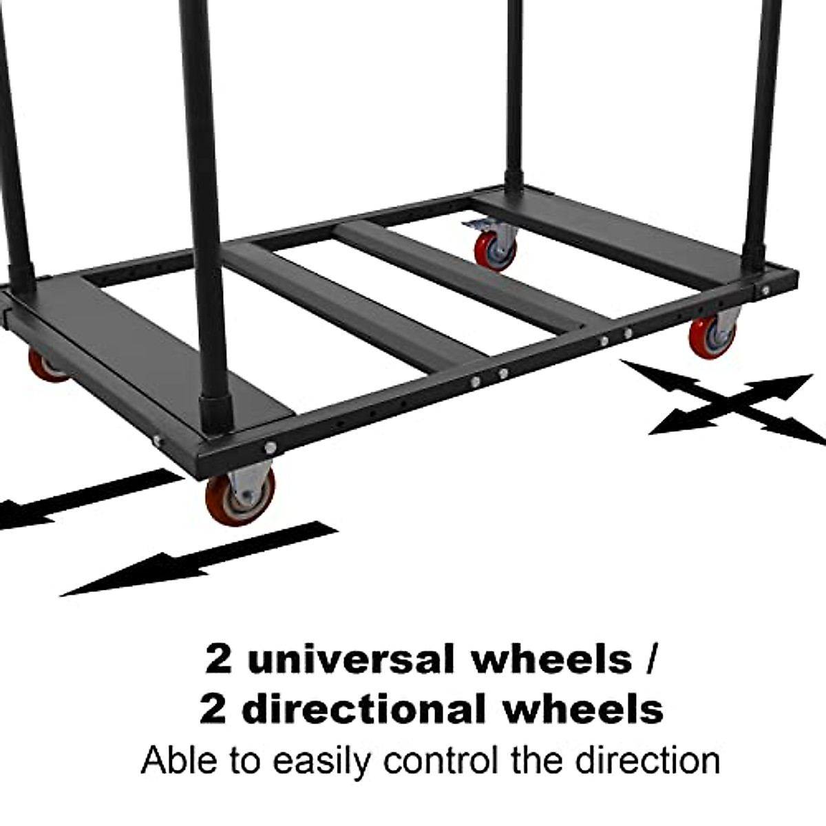 IHAYNER Table Cart Folding Cart Rack for 60" Round Heavy Duty Desk Trolley Black Push Cart with Mute Wheel 10 Table Capacity fits for Hotel and Conference Center Use