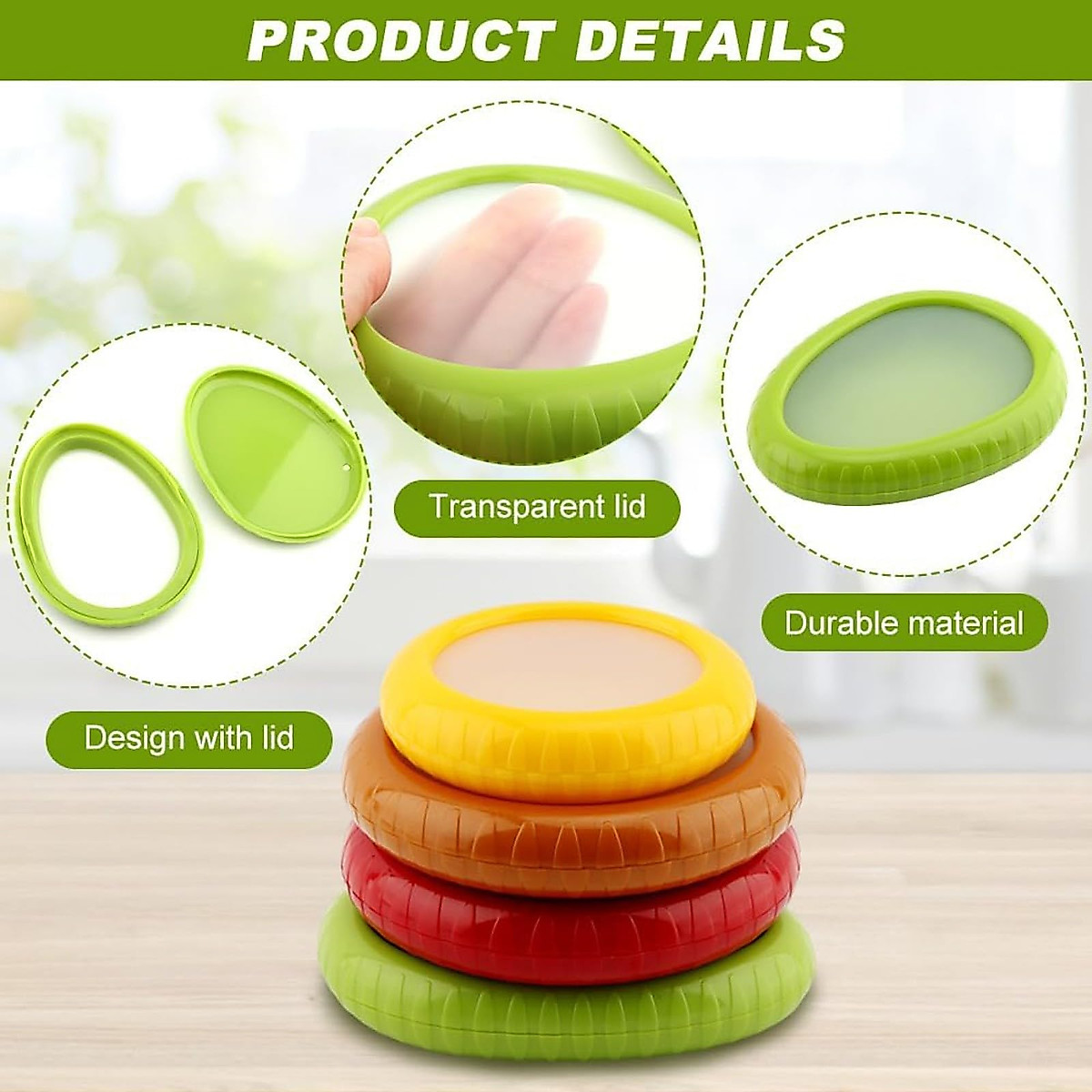 Generic 4pcs Silicone Fruit Storage Box, Avocado Saver and Tomato Holder, Reusable Storage Containers for Fridge, Onion Savers, Fruit & Vegetable Storage for Lemon & More, Mulit