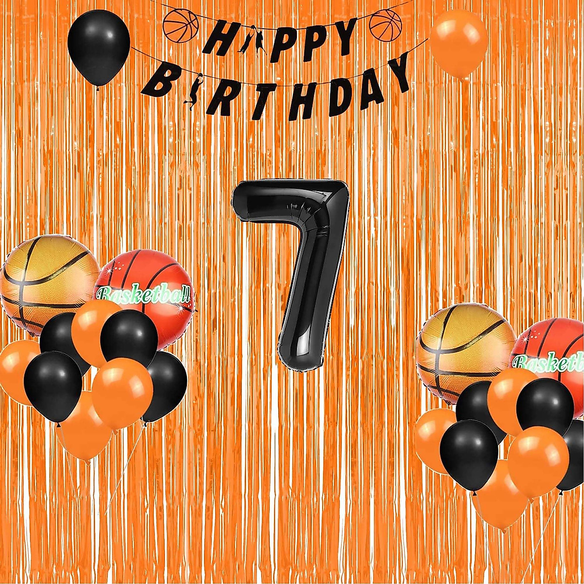 Foil Fringe Curtains Halloweens Party Decorations - Orange Tinsel Photo Backdrop Metallic Streamers for Birthdays, Fall, Pumpkin Theme, Thanksgiving, Basketball Party Decorations