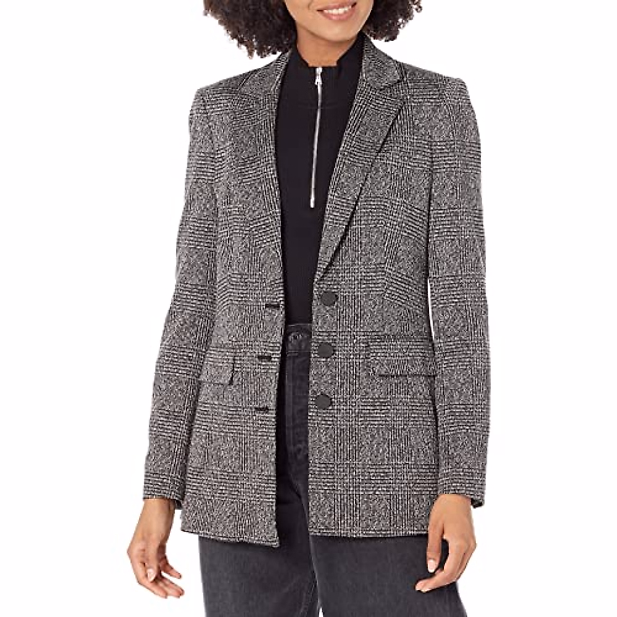 KARL LAGERFELD PARIS Women's Everyday Sport Jacket, BLK/SFT WHT, 2