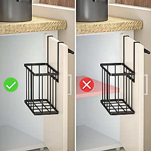 iNUREYE 2 Pack Cabinet Door Organizer, Kitchen Wall Mount Storage Basket, Cutting Board Organizer with Towel Bar, Over The Cabinet Door Organizer with Towel Rack Black