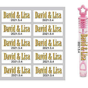 xingfa Piece Personalized Wedding Stickers Bubble Labels, Bubble Wand Stickers, Clear Labels,Custom Wedding Party Vinyl Decals,Funny Stickers,Wedding Bubble Stickers (2.5CMx5CM)