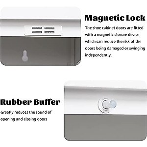 Omethey Shoe Cabinet with 3 Flip Drawers, Wall Mount & Floor Mount Shoe Organizer, All Steel White Narrow Shoe Storage Cabinet for Entryway, Hallway and Corridor