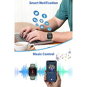 Smart Watch for Women Men Waterproof Fitness Tracker with Blood Pressure and Heart Rate Monitor for iOS Android Phones Digital Activity Tracker with 1.69'' Touch Screen for Running Swimming Green