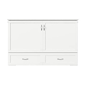 AFI Hamilton Murphy Bed Chest with Charging Station, Queen, White