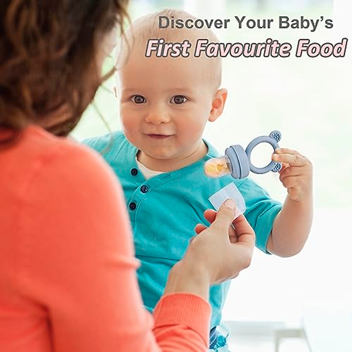 JEXFUN Silicone Baby Fruit Food Feeder Pacifier & Breastmilk Popsicle Freezer Molds, Baby Food Storage Containers Breast Milk Ice Cubes for Baby Teething & Infant Self Feeding, BPA Free (Pink)