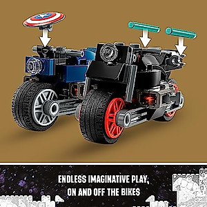 LEGO Marvel Black Widow & Captain America Motorcycles 76260 Buildable Marvel Toy for Kids Ages 6-8, Marvel Playset Based on the Avengers Age of Ultron Movie with a Captain America Bike & 2 Minifigures
