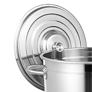 HETEPPTR Commercial Grade Stockpot 30 Quart 35L Polished Heavy Duty 201 Stainless Steel Cooking Stock Pot with Lid for Cook, Heat