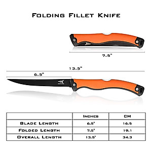 KastKing Folding Fillet/Fishing/Camping/Hunting Knife, Razor Sharp G4116 German Stainless-Steel Blade, Non-Slip Handles, 13 ½ inch overall Length, only 7 ½ inch folded, Includes Sheath